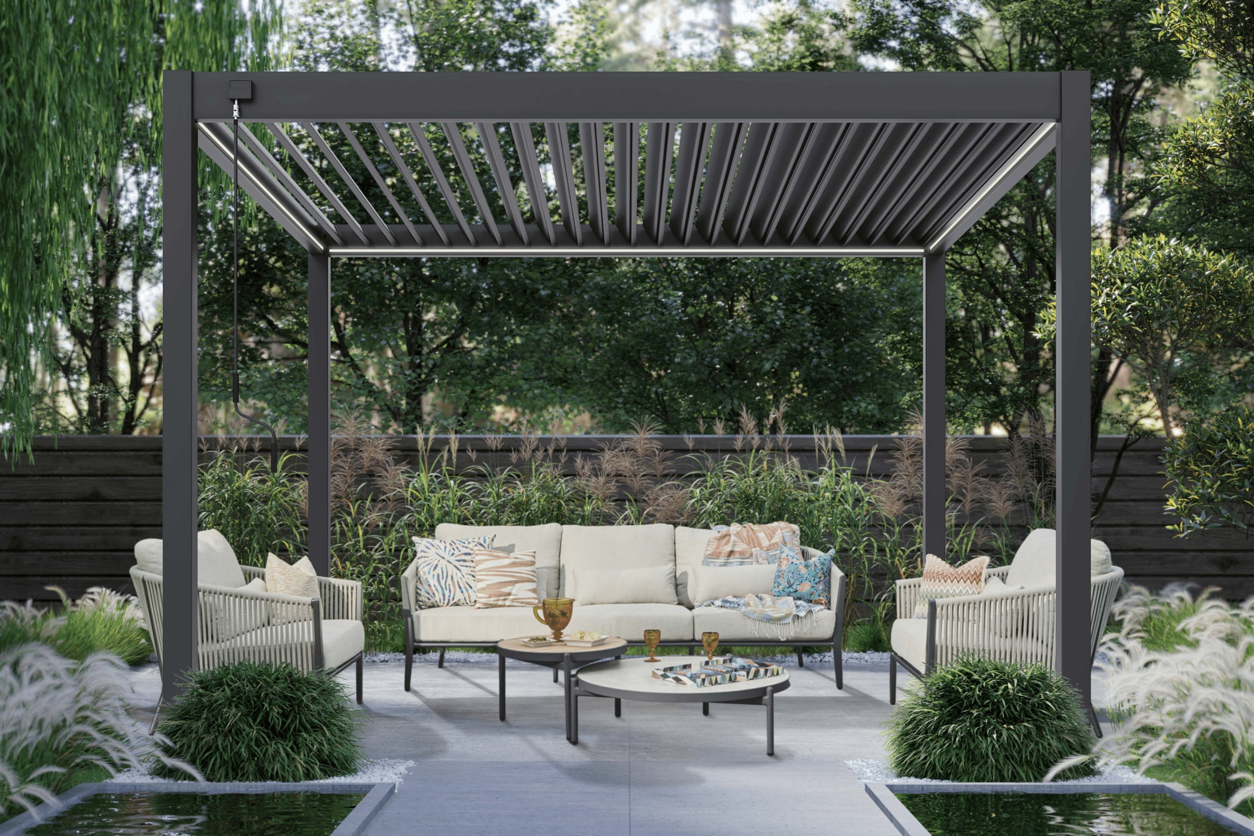 Positano LED Manual Louvered Pergola – Suns Lifestyle